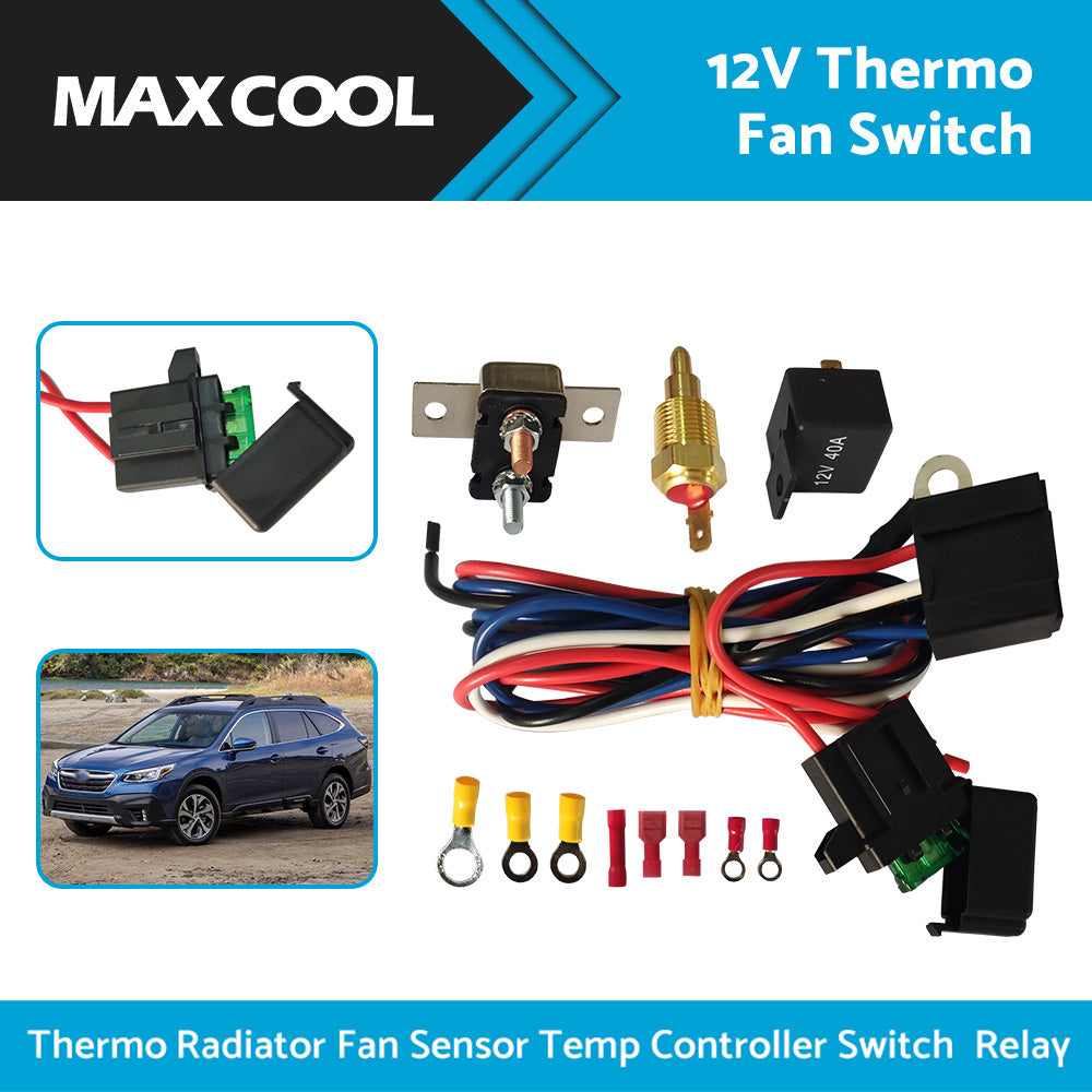 Thermo Radiator Fan Sensor Temp Controller Switch 12V DC Wiring Relay ...